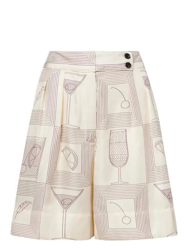 Loro Piana Dorin Printed Silk Twill Bermuda Shorts - White