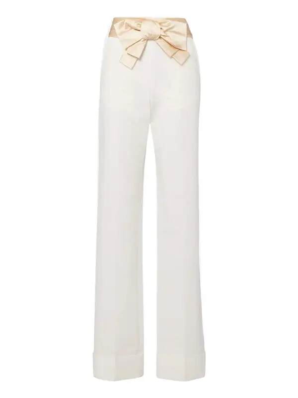 Valentino Garavani High-rise Cotton And Linen Straight Pants - White