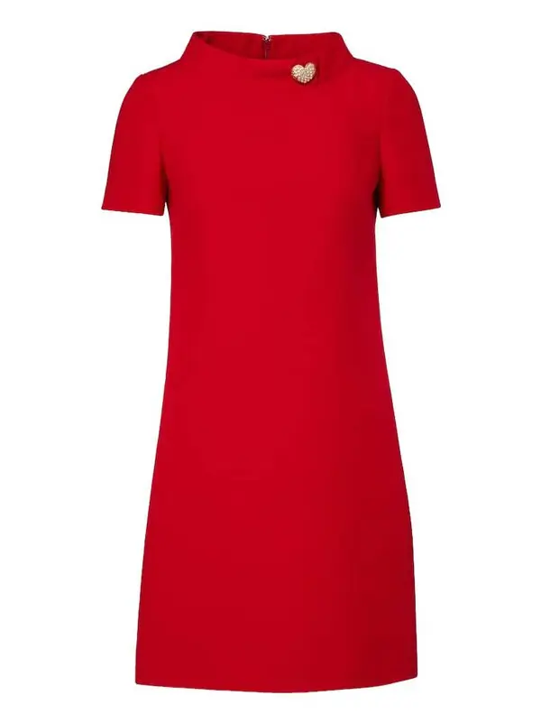 Valentino Garavani Embellished Wool And Silk Minidress - Red