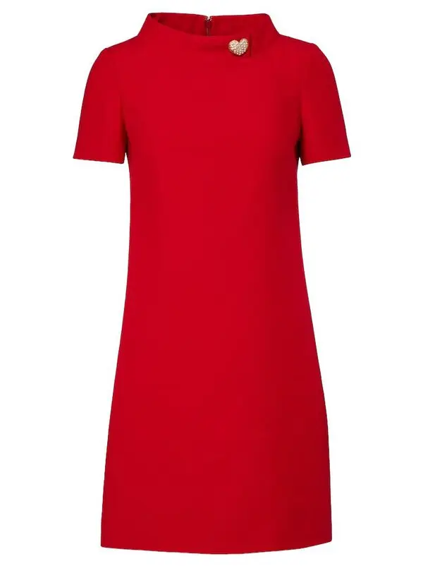Valentino Garavani Embellished Wool And Silk Minidress - Red