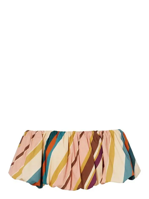 ADRIANA DEGREAS Striped Off-shoulder Crop Top - Multicoloured