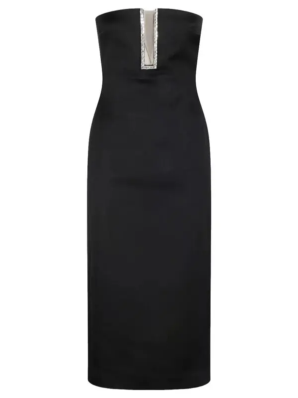 David Koma Rhinestone-embellished Midi Dress - Black
