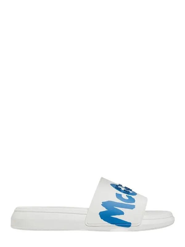 Alexander McQueen Grafitti Logo Slide - White/lake Blue