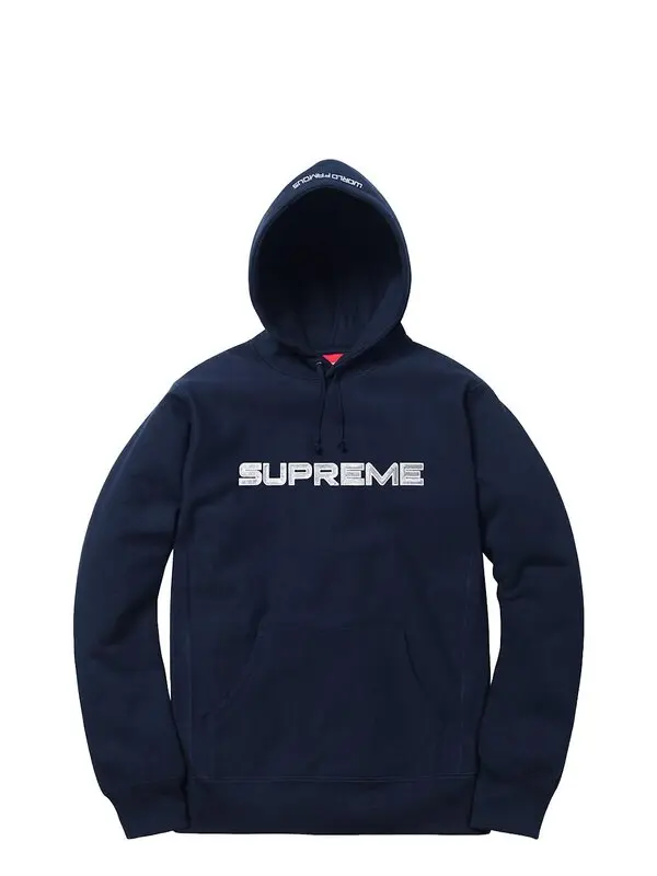 Supreme Sequin Logo Hooded Sweatshirt - Navy Blue