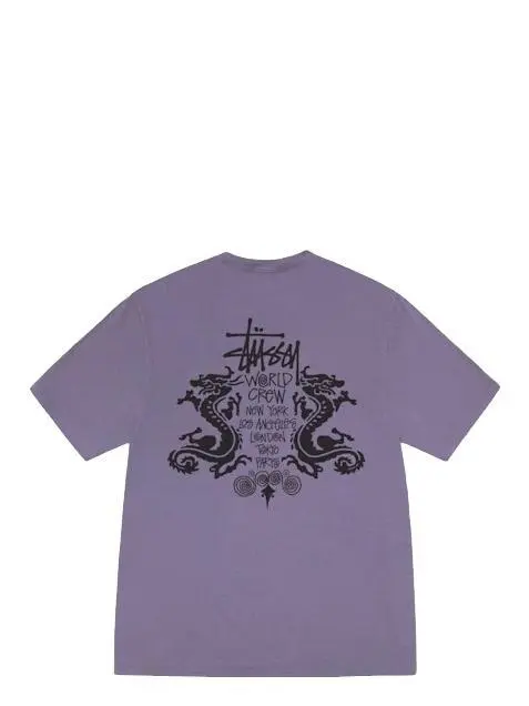 StÜssy Double Dragon Pigment Dyed Tee Shirt - Grape
