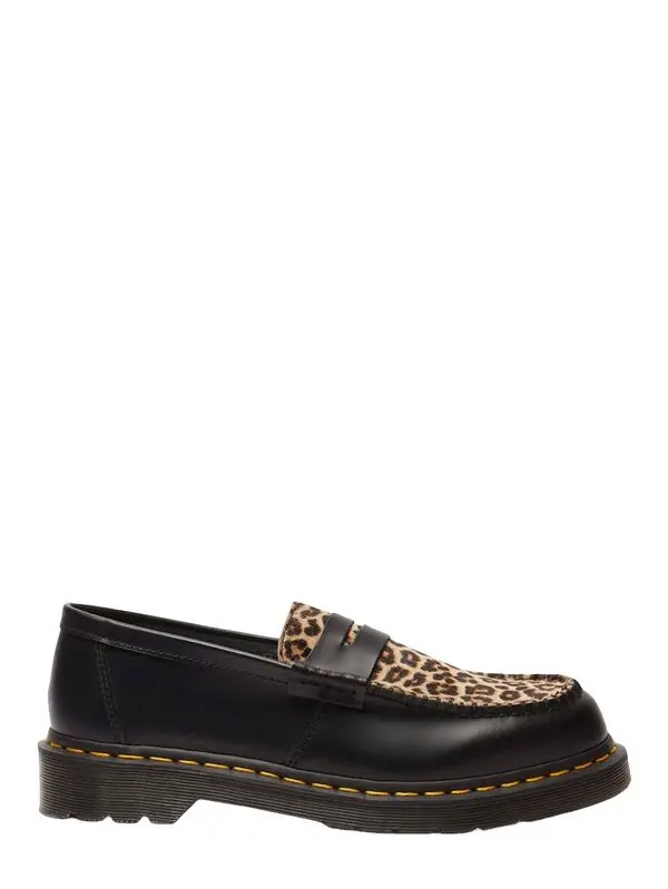 Dr. Martens Penton Smooth Leather Leopardin Loafer - Black/light Tan