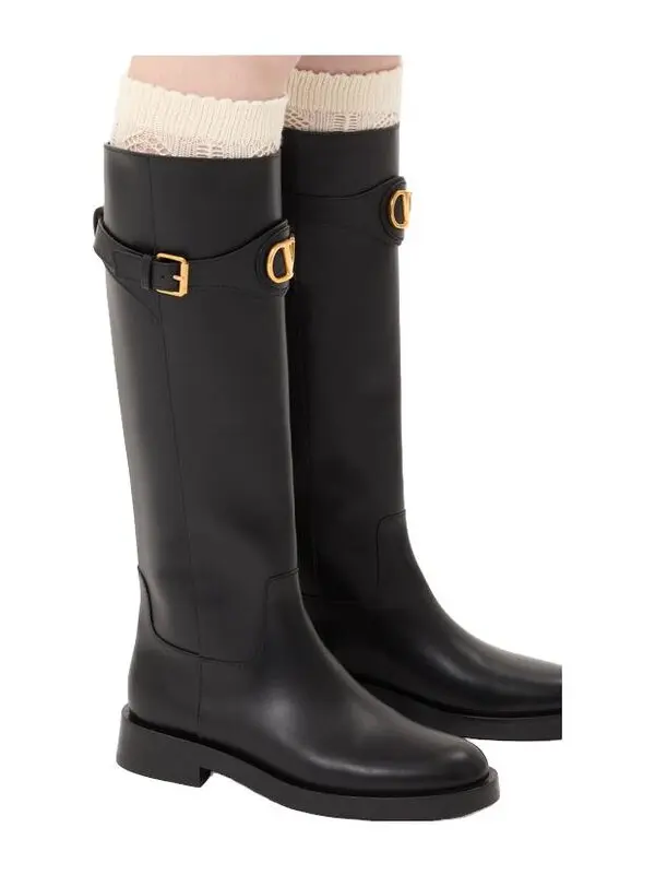 Valentino Garavani Vlogo Signature Calfskin Boots - Black