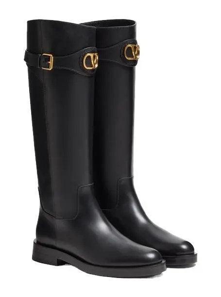 Valentino Garavani Vlogo Signature Calfskin Boots - Black