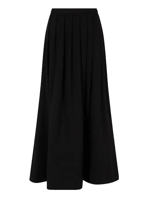 Emporio Armani Crêpe Jersey Long Skirt With Darts - Black