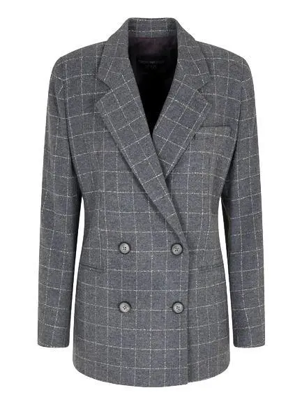 Emporio Armani Icon Flannel Blazer - Black / White / Pink / Gray