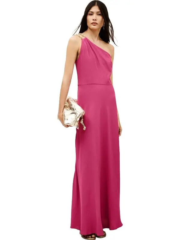 Ba&sh Asymmetrical Maxi Dress With Chain Straps - Pink