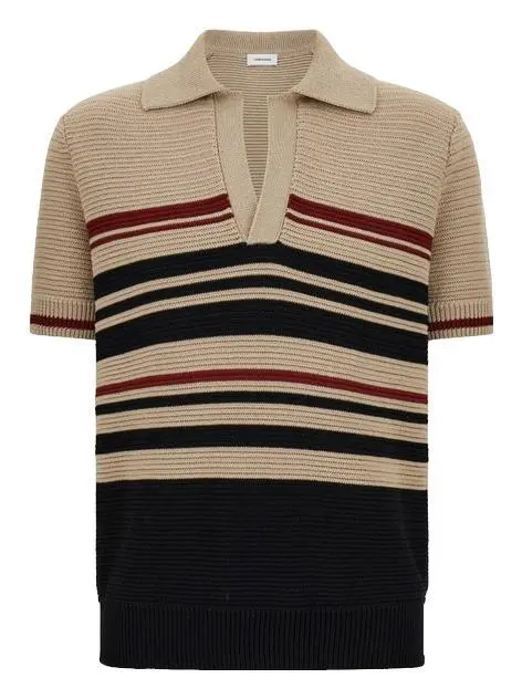 FERRAGAMO Cotton Knit Polo Shirt - Stripe