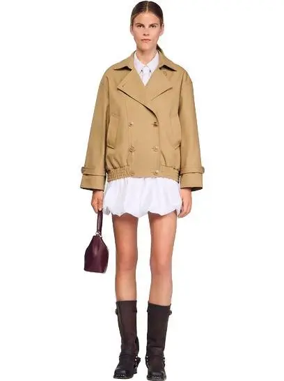 Sandro Short Oversized Trench Coat - Brown / Neutral
