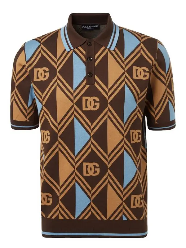 Dolce & Gabbana Dg Jacquard Cotton Pique Polo Shirt - Multicoloured