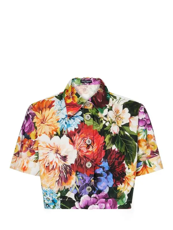 Dolce & Gabbana Cropped Floral Cotton Shirt - Multicoloured