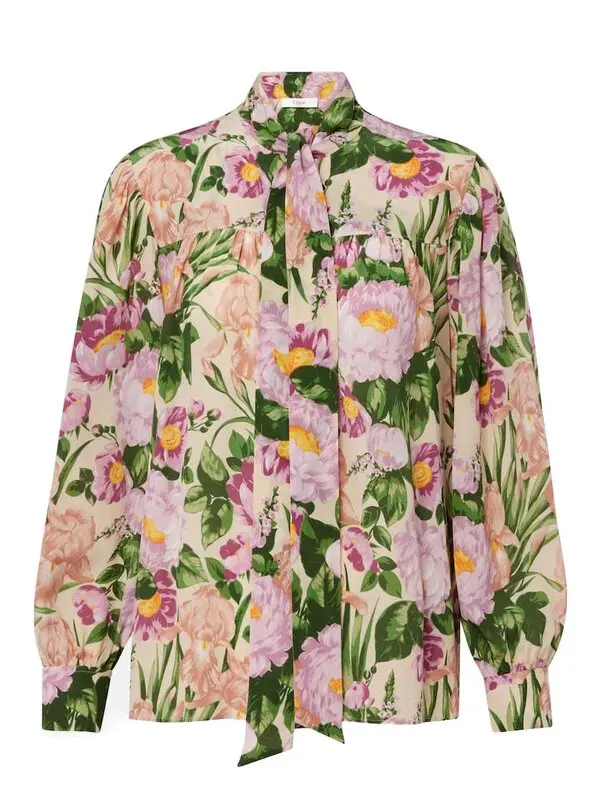 Chloé Tie-neck Silk Blouse - Multicoloured