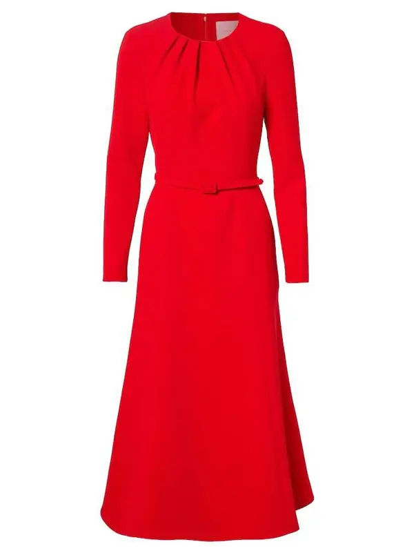 Carolina Herrera Belted Crepe Midi Dress - Red