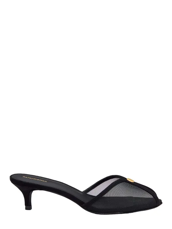 REFORMATION Wisdom Peep Toe Mule - Black Mesh