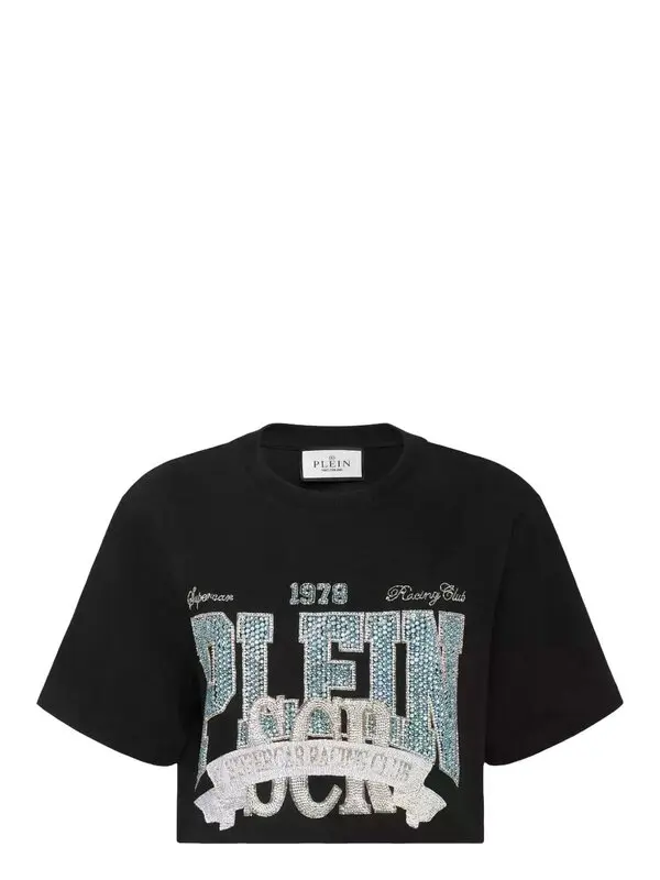 Philipp Plein Crystal-embellished Cropped T-shirt - Black