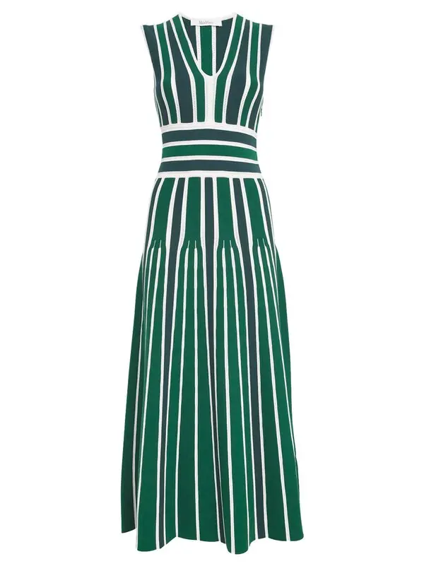 Max Mara Stripe Tallone Knitted Midi Dress - Green