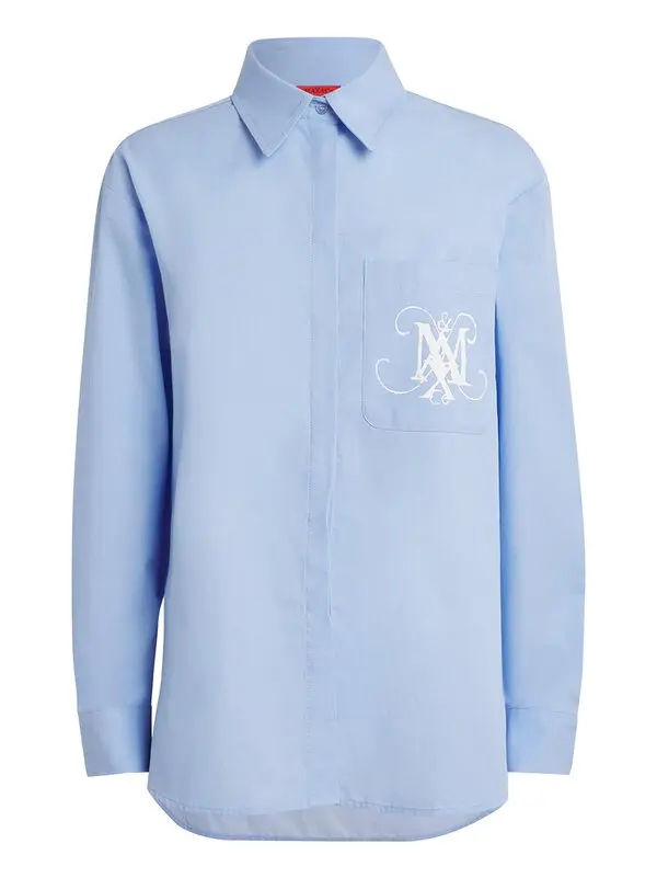 Max & Co. Cotton Twill Logo Shirt - Blue