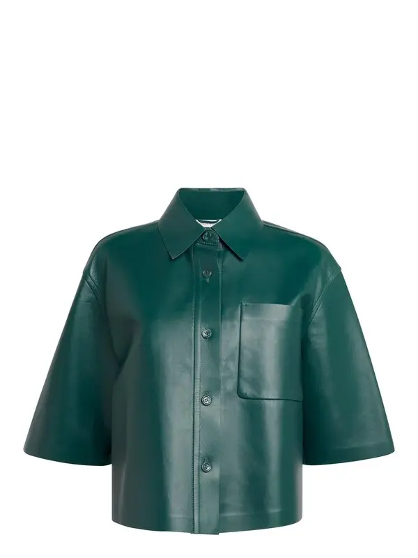 Max Mara Nappa Leather Short-sleeve Arcella Shirt - Green