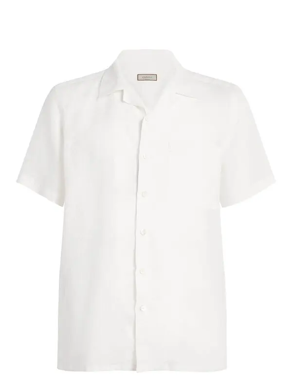 Canali Linen Notched-collar Shirt - White