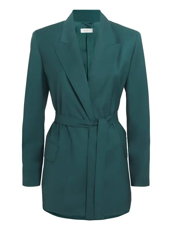 Max Mara Virgin Wool Tie-waist Blazer - Green