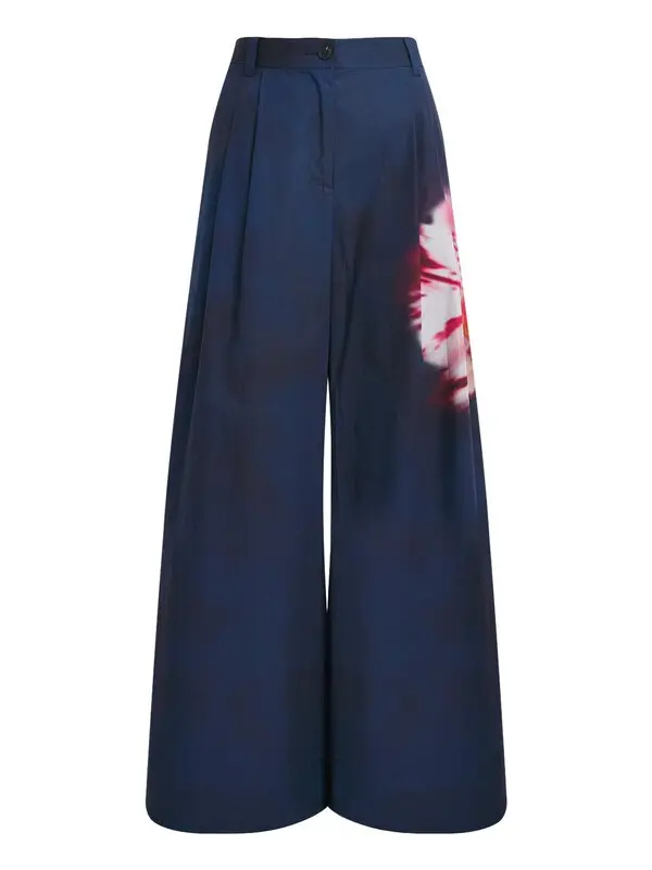 Max & Co. Cotton Floral Wide-leg Trousers - Blue