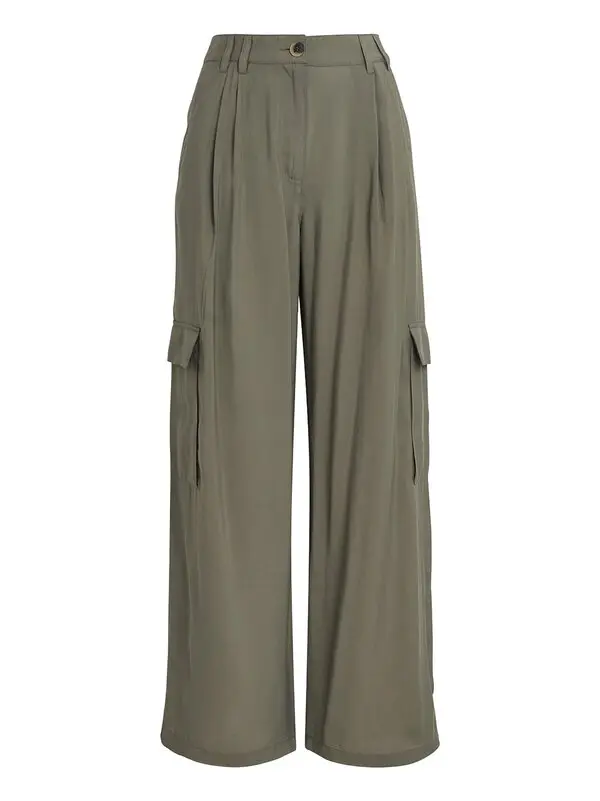 Max & Co. Pleated Wide-leg Cargo Trousers - Green