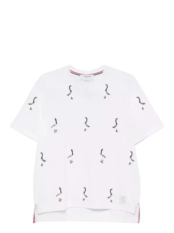 Thom Browne Embroidered-motif T-shirt - White