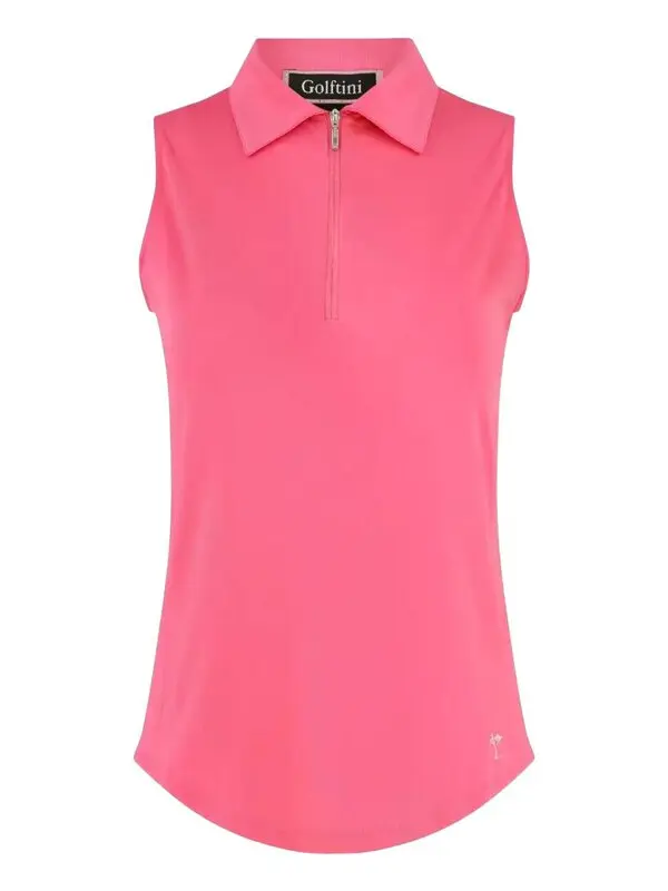 GOLFTINI Sleeveless Zip-neck Polo Top - Pink