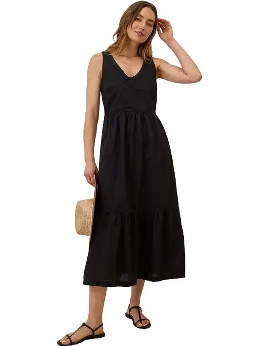 PACT Canopy Linen Easy Tank Dress - Black