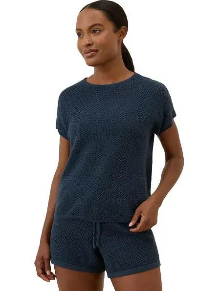 PACT Beachside Linen Short Sleeve Top - French Navy