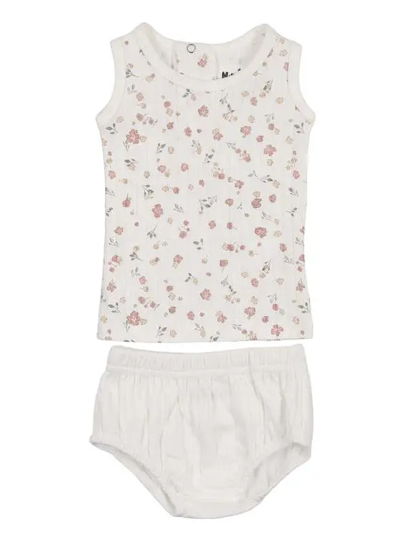 MANIÈRE Pointelle Petals Tank & Bloomers Set - Ivory