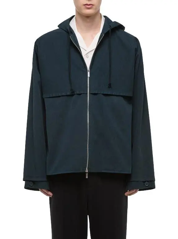 Helmut Lang Hooded Stretch Cotton Jacket - Pine - F1s