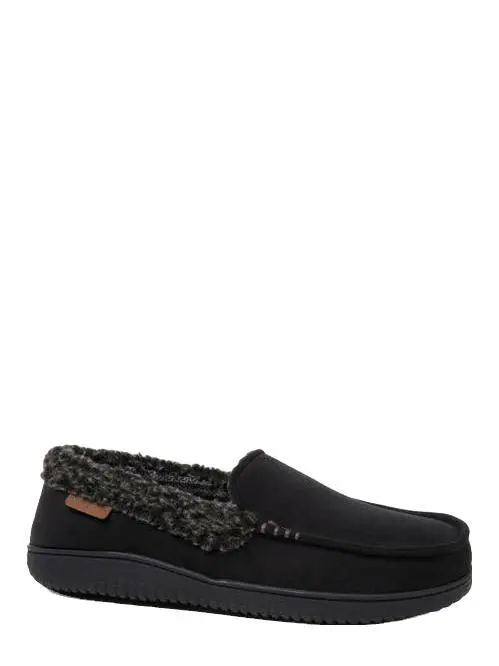DEARFOAMS Alexander Microsuede Moccasin Slipper - Black