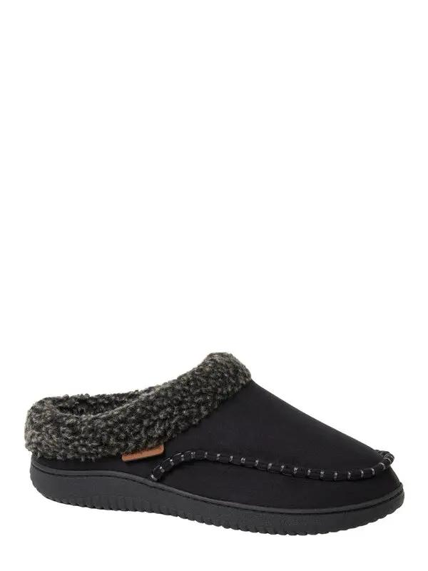 DEARFOAMS Marshall Microsuede Moccasin Clog Slippers - Black