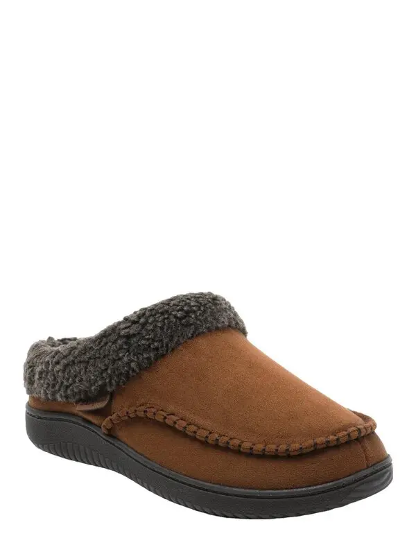 DEARFOAMS Marshall Microsuede Moccasin Clog Slippers - Chestnut
