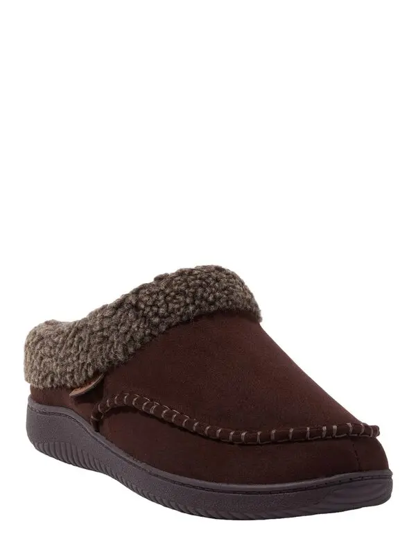 DEARFOAMS Marshall Microsuede Moccasin Clog Slippers - Coffee