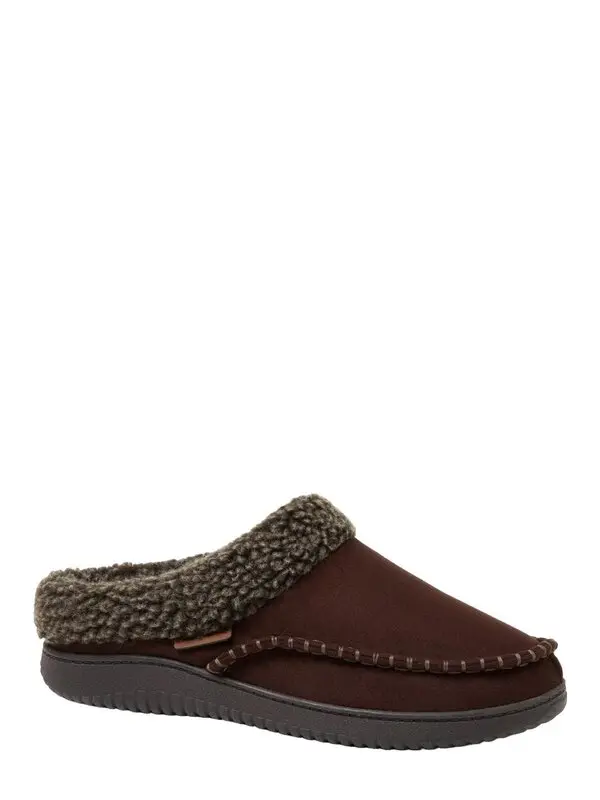 DEARFOAMS Marshall Microsuede Moccasin Clog Slippers - Coffee
