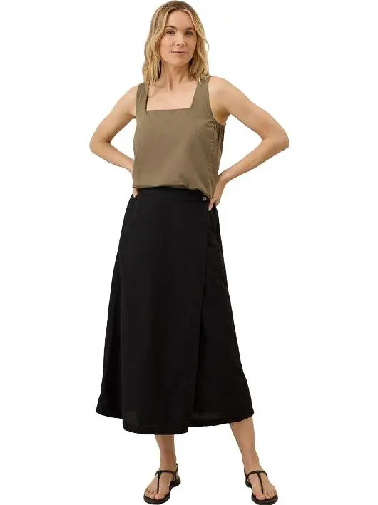 PACT Canopy Linen Wrap Skirt - Black