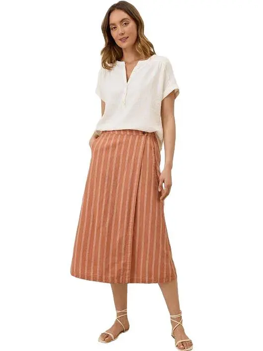 PACT Canopy Linen Wrap Skirt - Hermosa Stripe