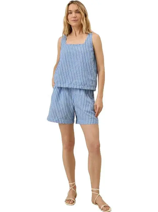 PACT Canopy Linen High-waisted Short - Bondi Stripe