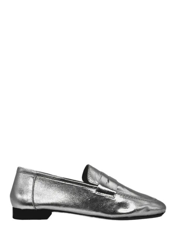 AMIE RAFA Leather Tennis Loafers - Silver