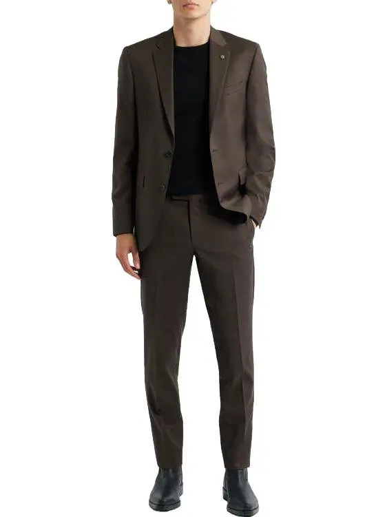ALLSAINTS Ross Slim Fit Solid Stretch Wool Suit - Brown