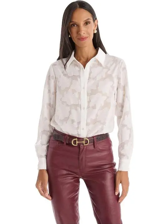 THE NOLI SHOP Stelle Floral Lace Button-up Top - White