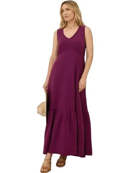 PACT Organic Cotton Double Gauze Dress - Sangria