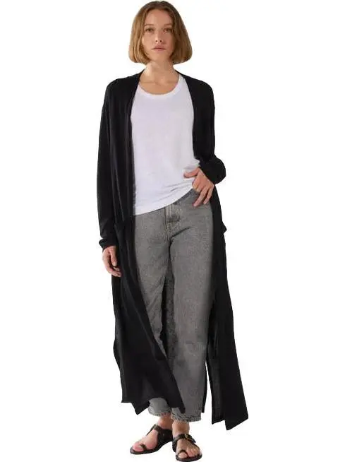 Majestic Filatures Silk Viscose Long Sleeve Cardigan - Noir