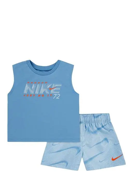 Nike Dri-fit Tank & Print Shorts Set - Glacier Blue